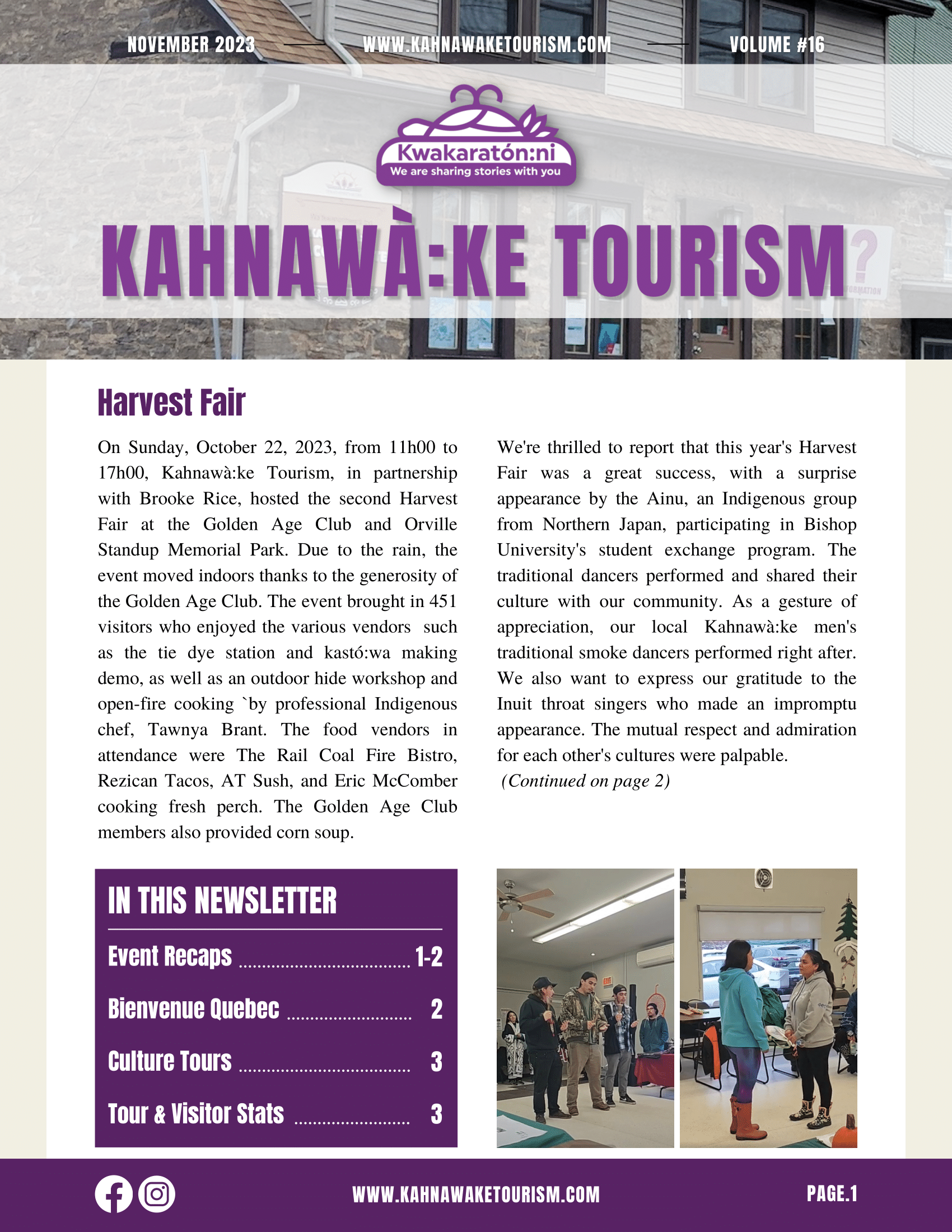Kahnawà:ke Tourism Newsletters - Tewa