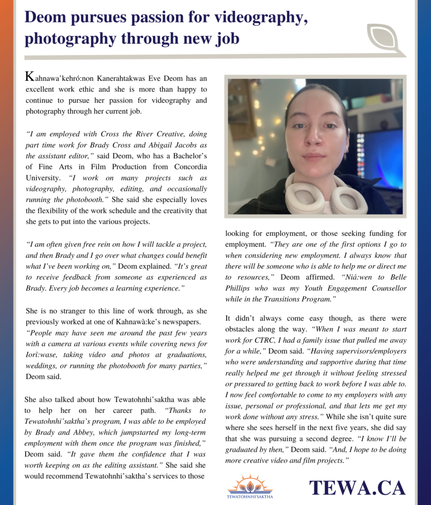 Deom pursues passion for videography, photography through new job - Tewa