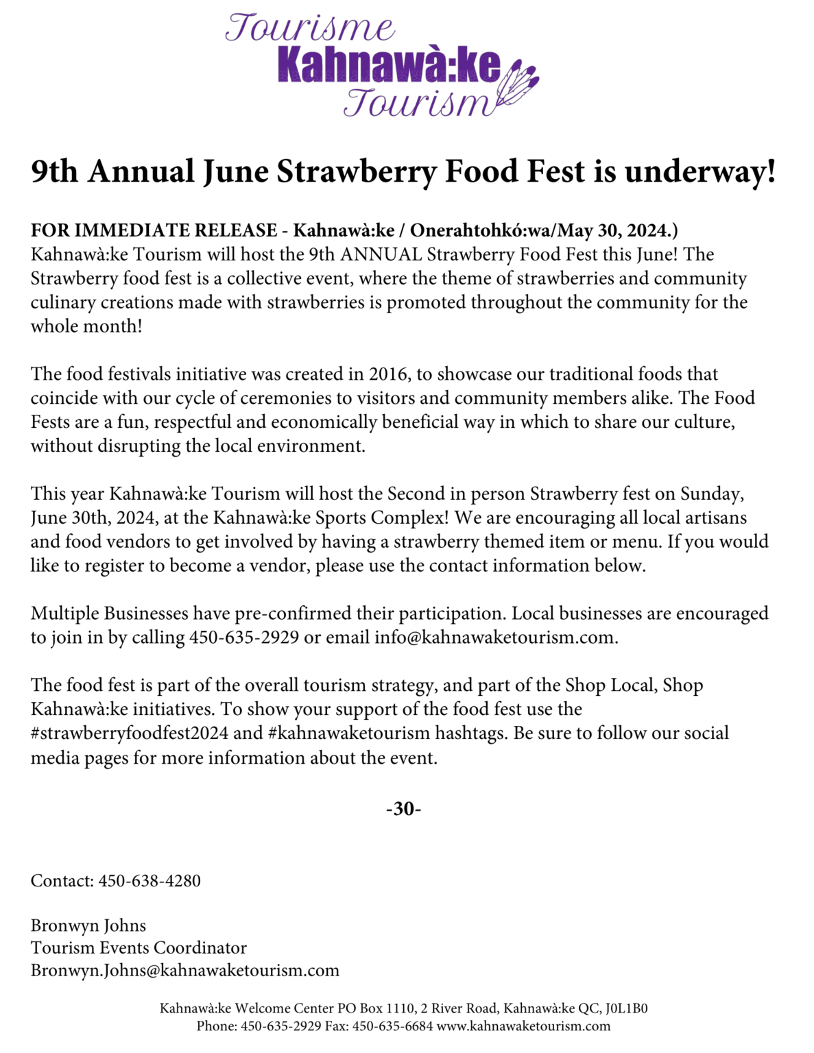 9th Annual June Strawberry Food Fest is underway! - Tewa